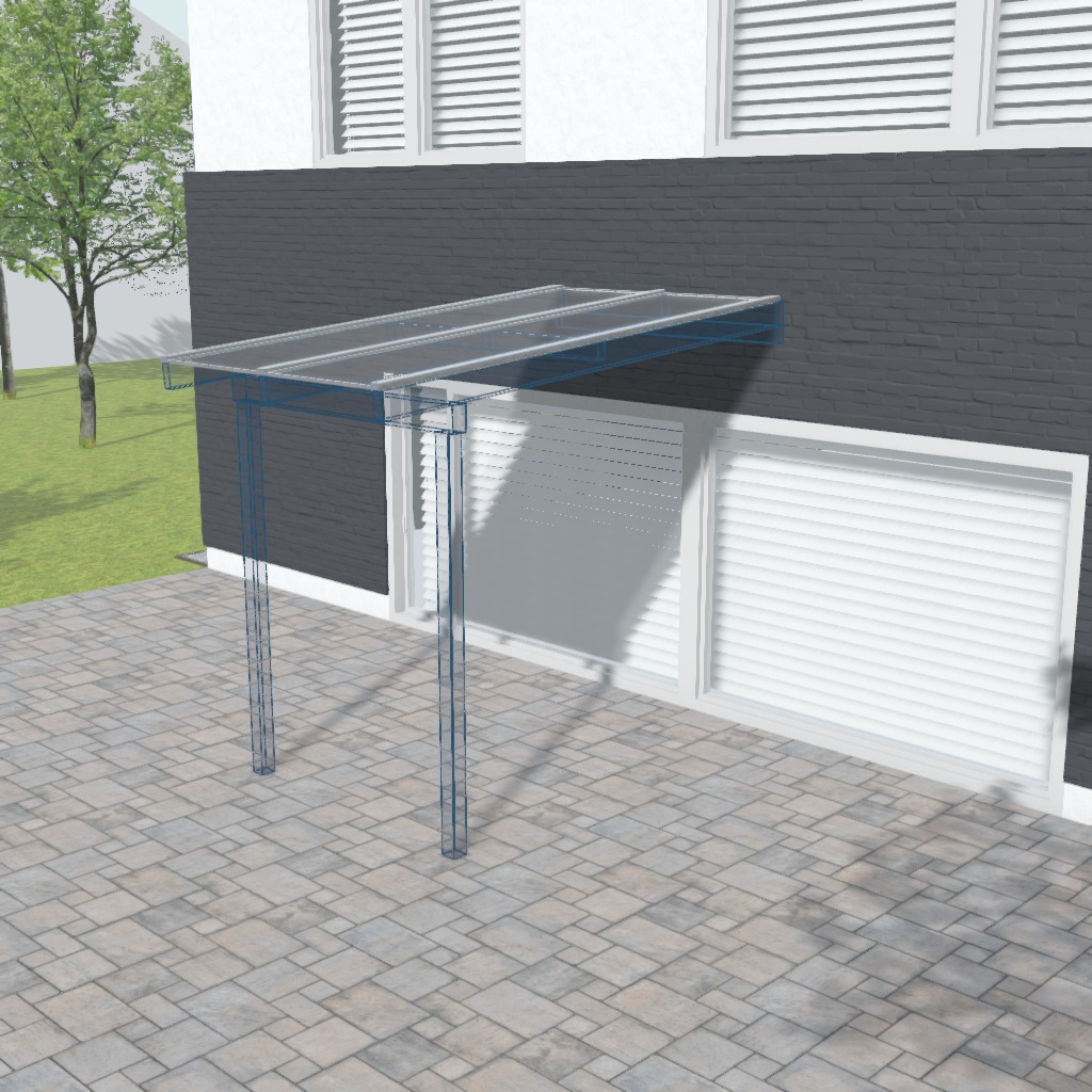 Kompletter Bausatz Terrassendach ohne Unterkonstruktion ID jk64 in den Maßen 2,080 m Breite x ...