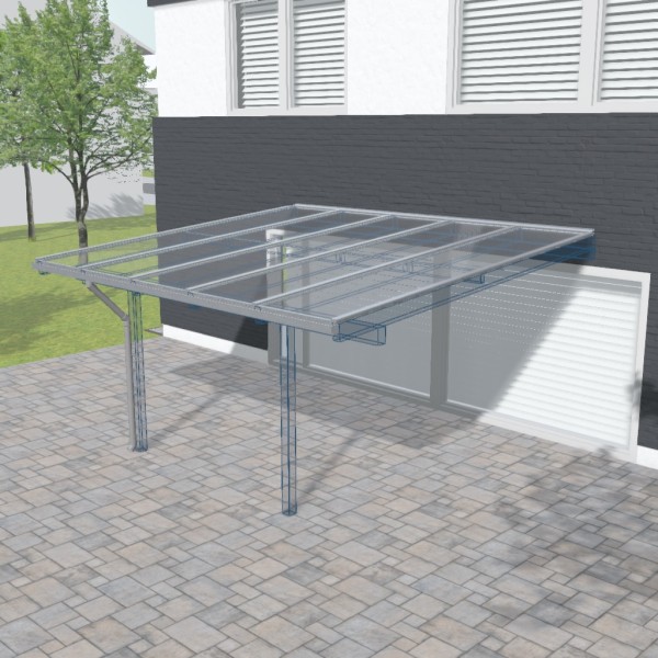 Kompletter Bausatz Terrassendach ohne Unterkonstruktion ID g228 in den Maßen 5,110 m Breite x ...