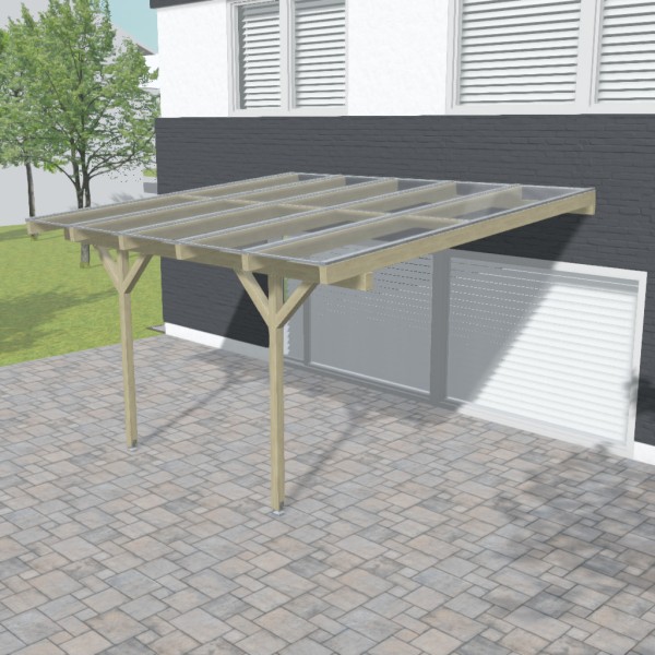 Kompletter Bausatz Terrassendach mit Unterkonstruktion ID q643 in den Maßen 5,110 m Breite x ...