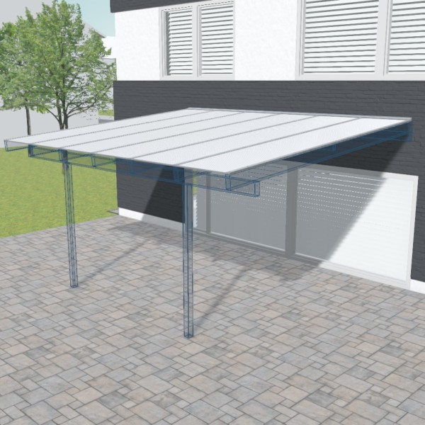 Kompletter Bausatz Terrassendach ohne Unterkonstruktion ID r446 in den Maßen 6,120 m Breite x ...