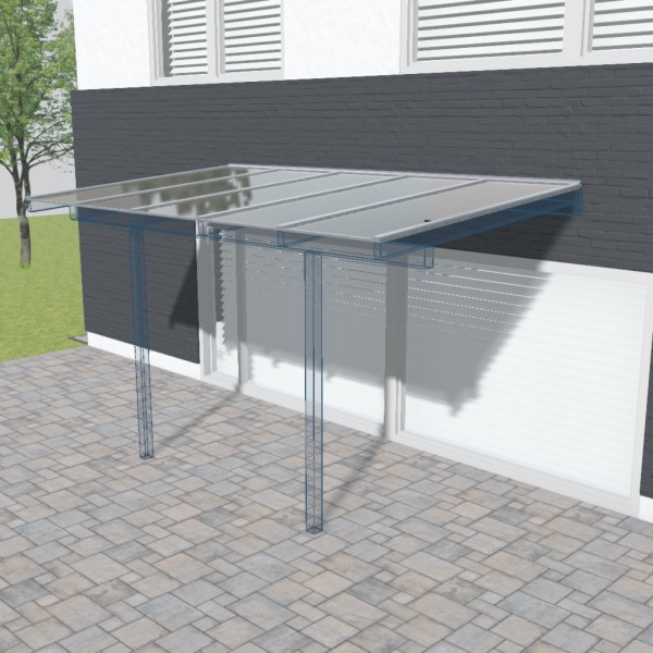 Kompletter Bausatz Terrassendach ohne Unterkonstruktion ID ppgr in den Maßen 5,000 m Breite x ...