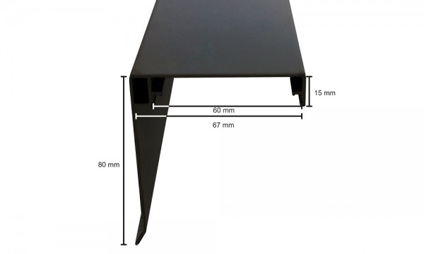 Wetterschenkel-Zierklemmdeckel, Anthrazit, aus Aluminium, ca. 60 mm breit