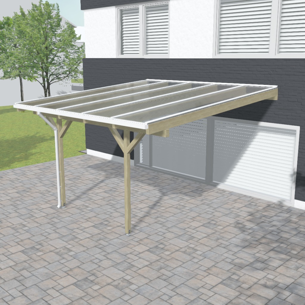 Kompletter Bausatz Terrassendach mit Unterkonstruktion ID 33py in den Maßen 5,110 m Breite x ...