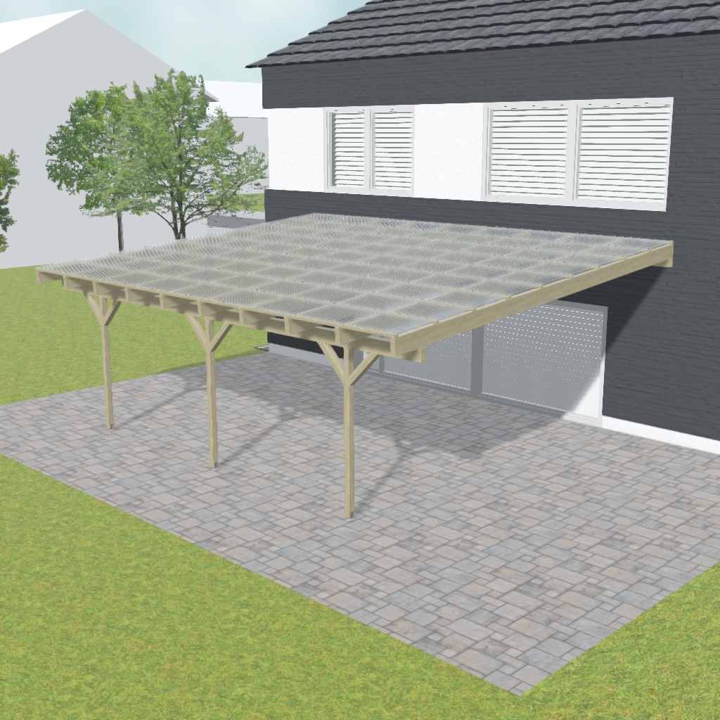 Kompletter Bausatz Terrassendach mit Unterkonstruktion ID 52pk in den Maßen 8,885 m Breite x ...
