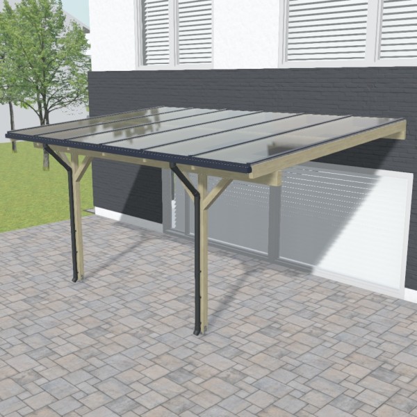Kompletter Bausatz Terrassendach mit Unterkonstruktion ID wpp4 in den Maßen 6,120 m Breite x ...