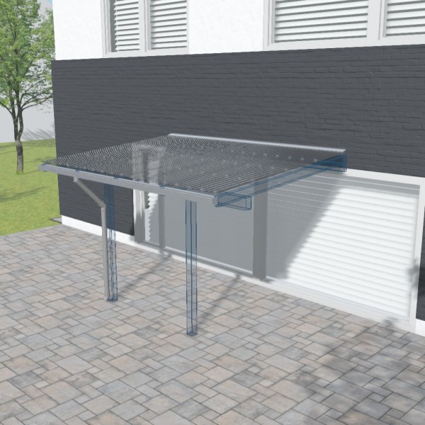 Kompletter Bausatz Terrassendach ohne Unterkonstruktion ID z265 in den Maßen 3,980 m Breite x ...