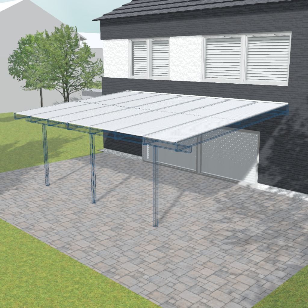 Kompletter Bausatz Terrassendach ohne Unterkonstruktion ID mvnd in den Maßen 8,670 m Breite x ...
