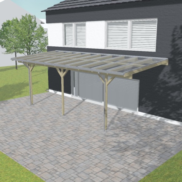 Kompletter Bausatz Terrassendach mit Unterkonstruktion ID k544 in den Maßen 10,160 m Breite x ...